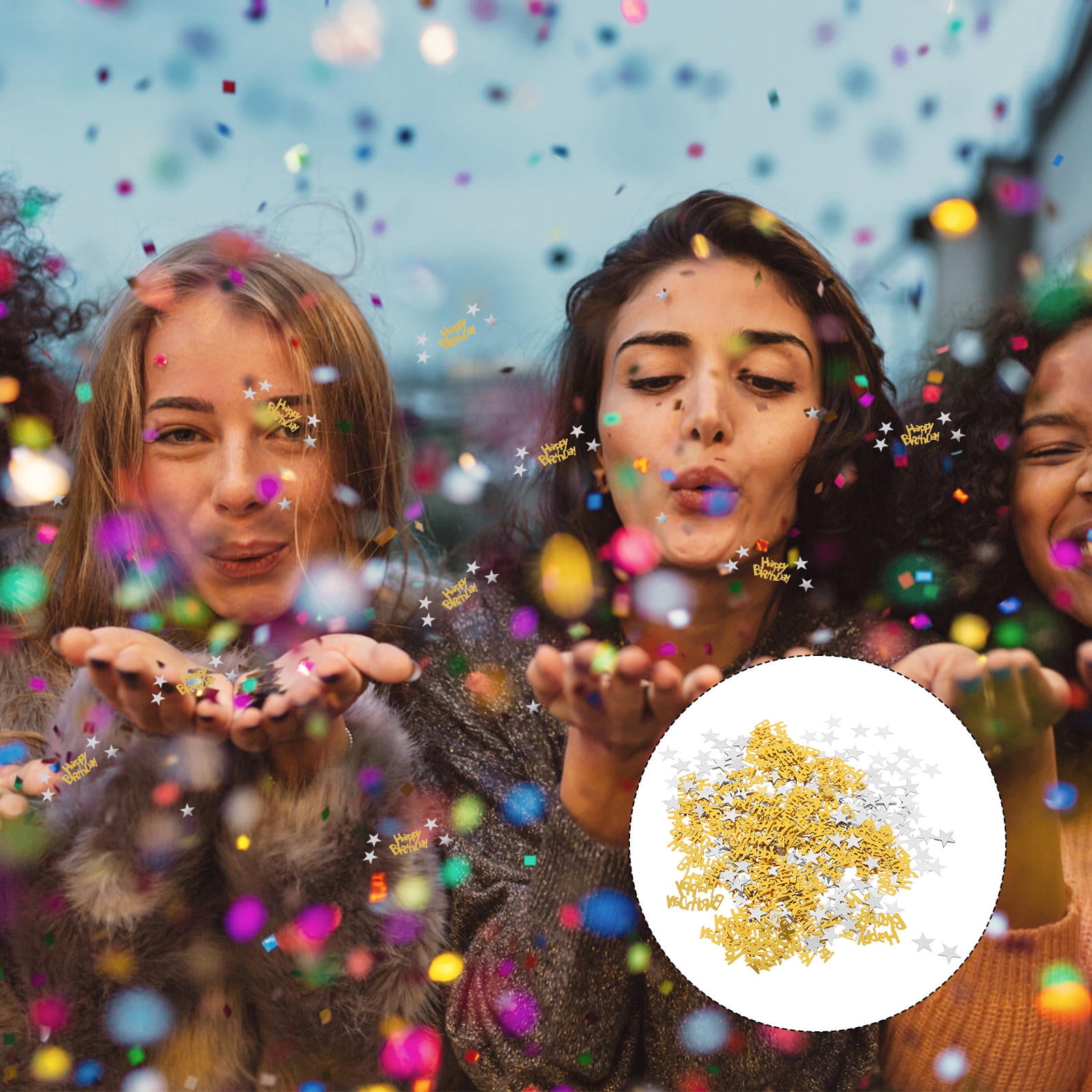 WHAMVOX Golden Plastic Confetti for Decor Birthday Party Supplies Happy ...