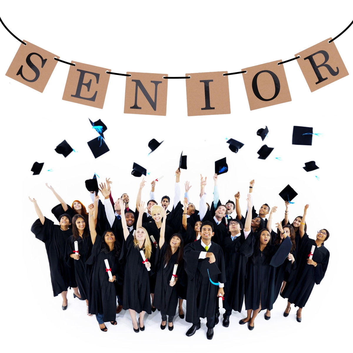 WHAMVOX Graduate Banner 3m String 12 x 12cm Square for Grad Party ...