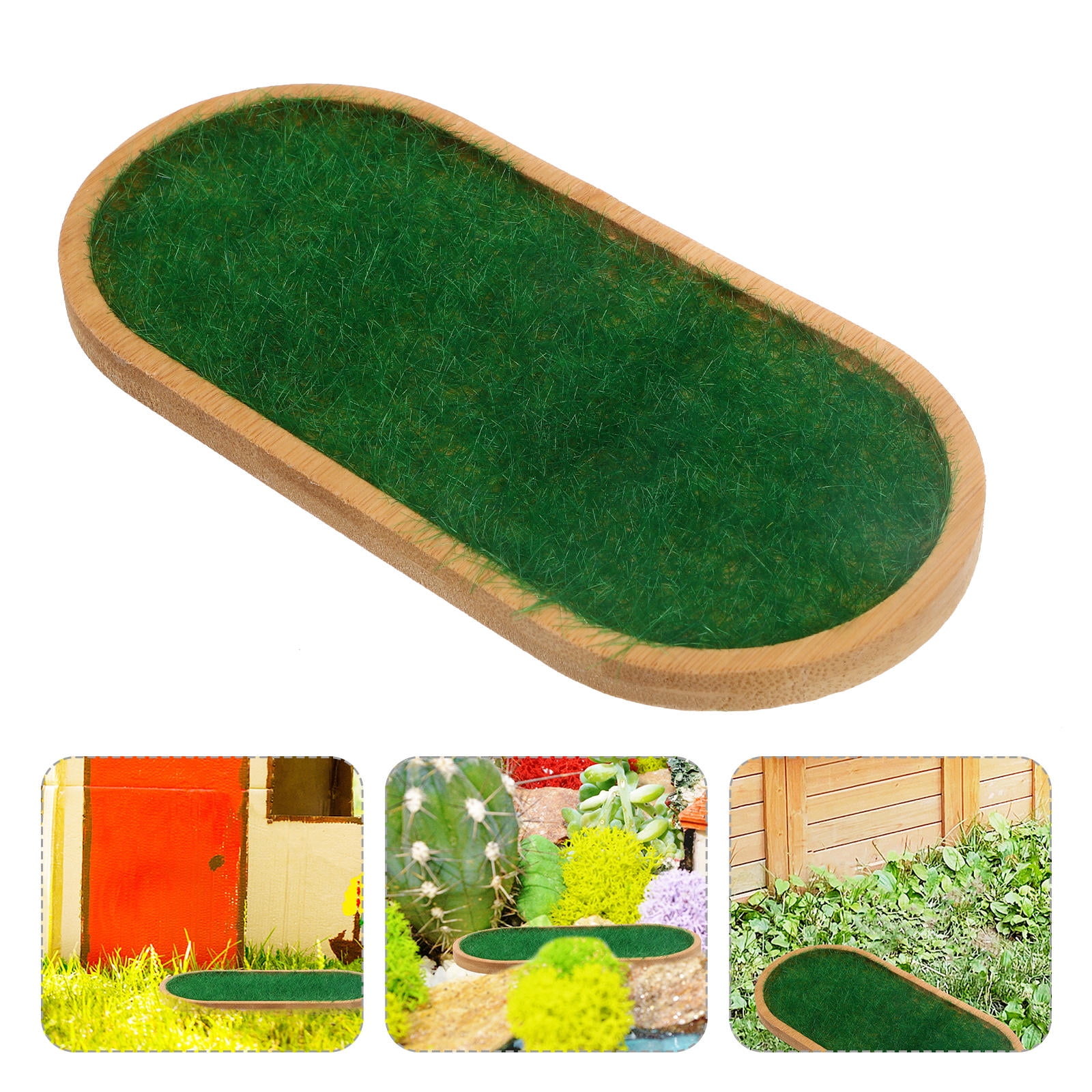LITINKIMI Simulation Grass Display Stand Green 1Pack Wooden For Bedroom ...