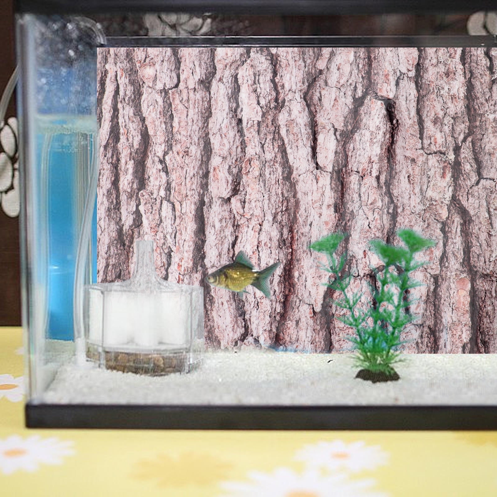 SEWCHICS Fish Tank Scenery Background Grey PVC 1Pcs 24.4x15.7x0.04In ...
