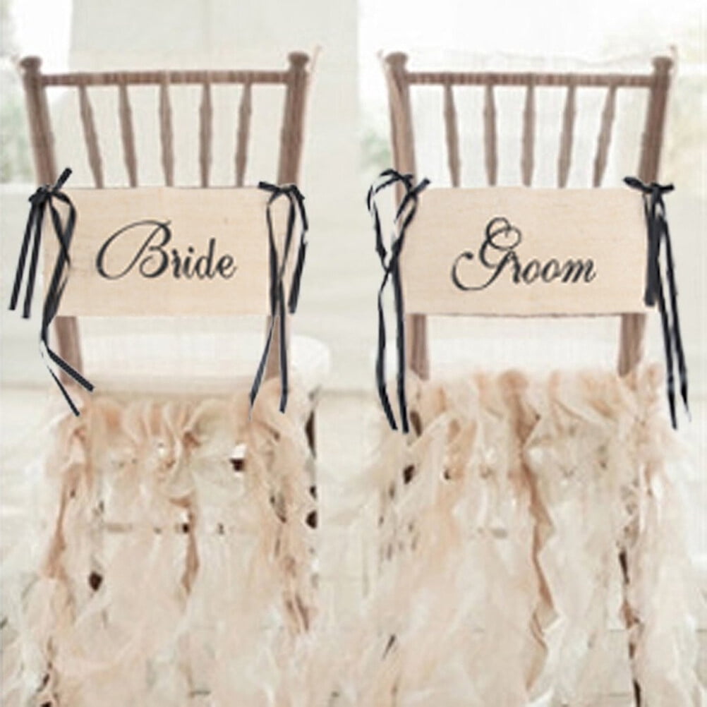 WHAMVOX & Groom Burlap Chair Banner Wedding Decoration Chair Signs Set ...
