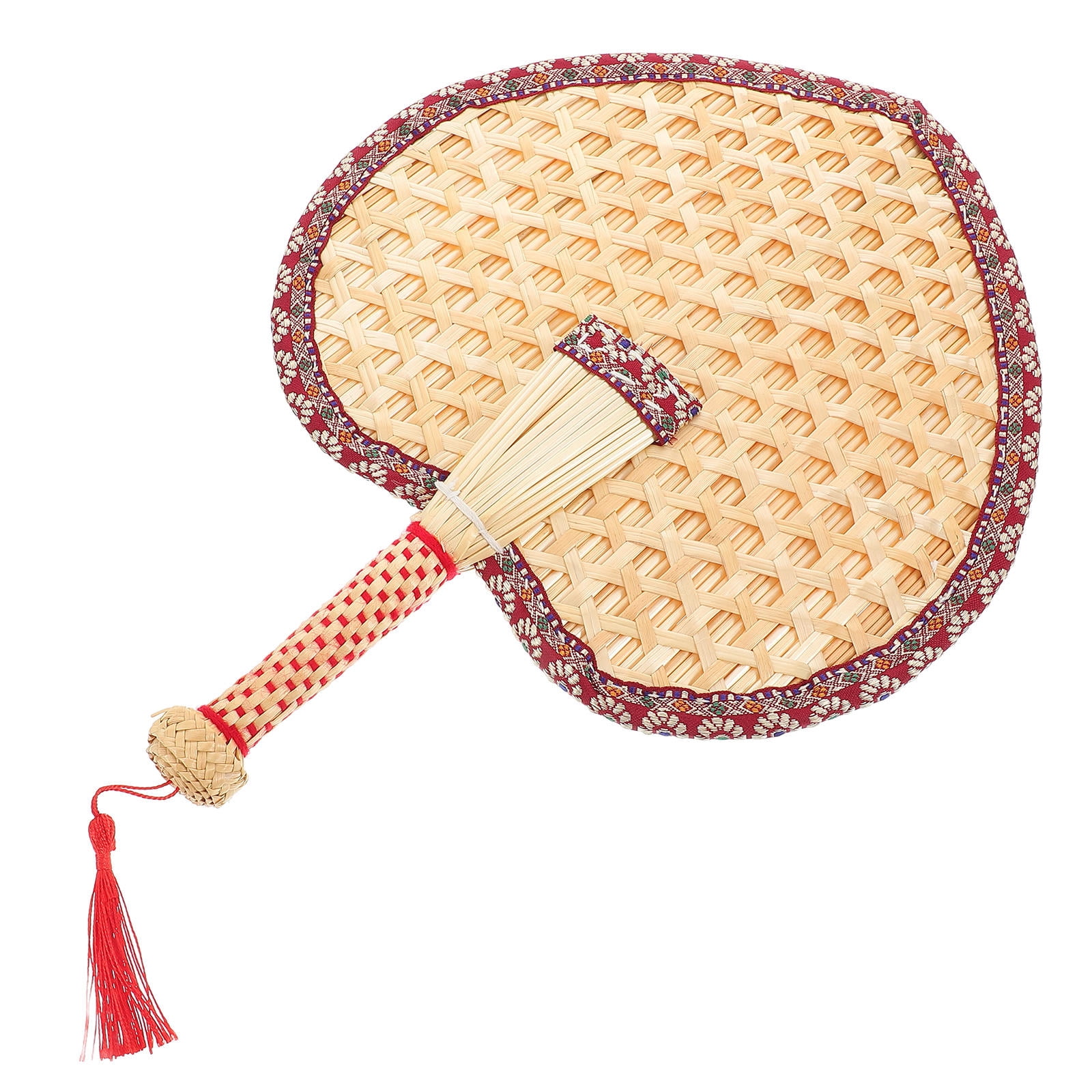 WHAMVOX Wheat Straw Hand Fans Hand Woven Rattan Fan Heart-Shaped Manual ...