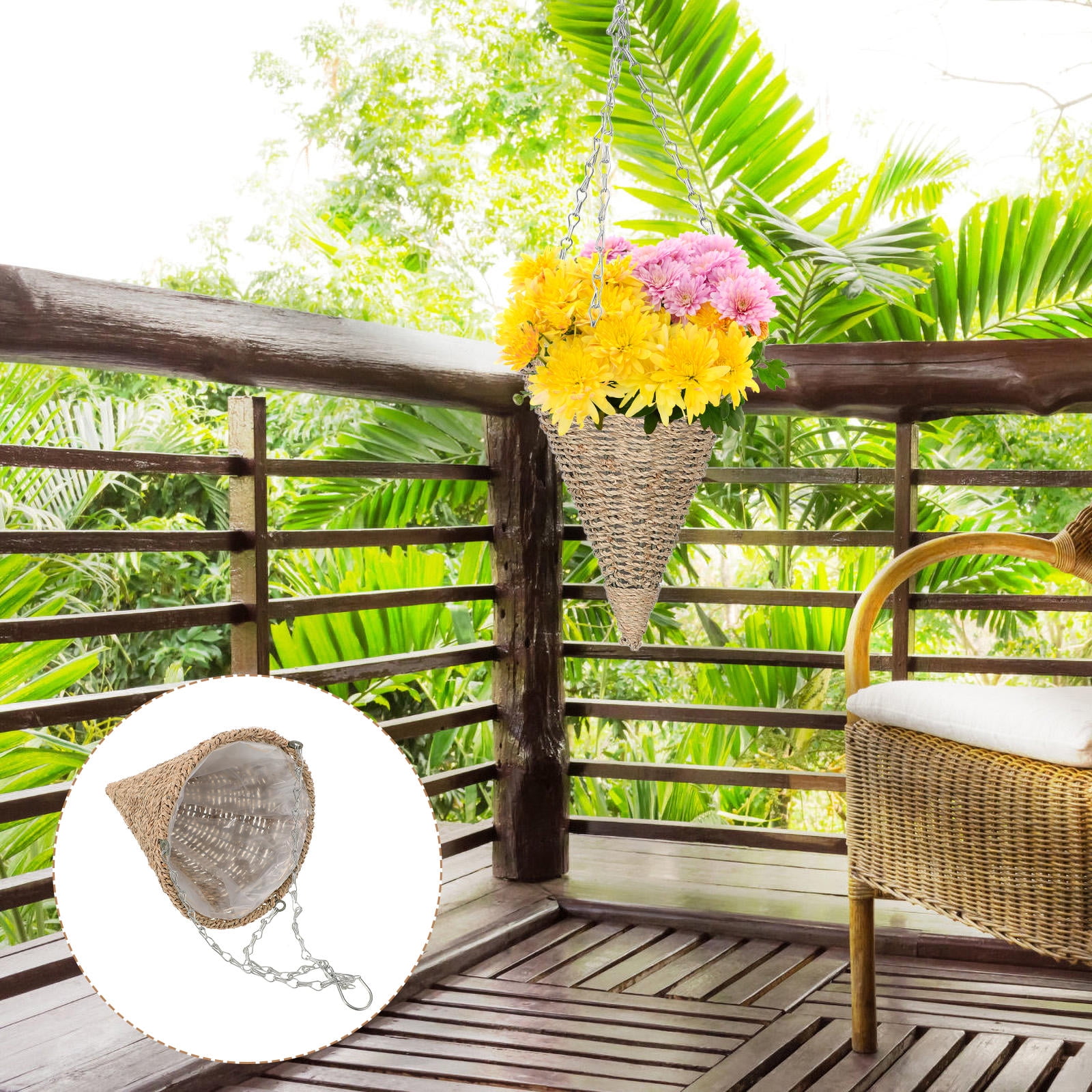 WHAMVOX Hanging Baskets for Plants Outdoor Indoor Grass Light Brown ...