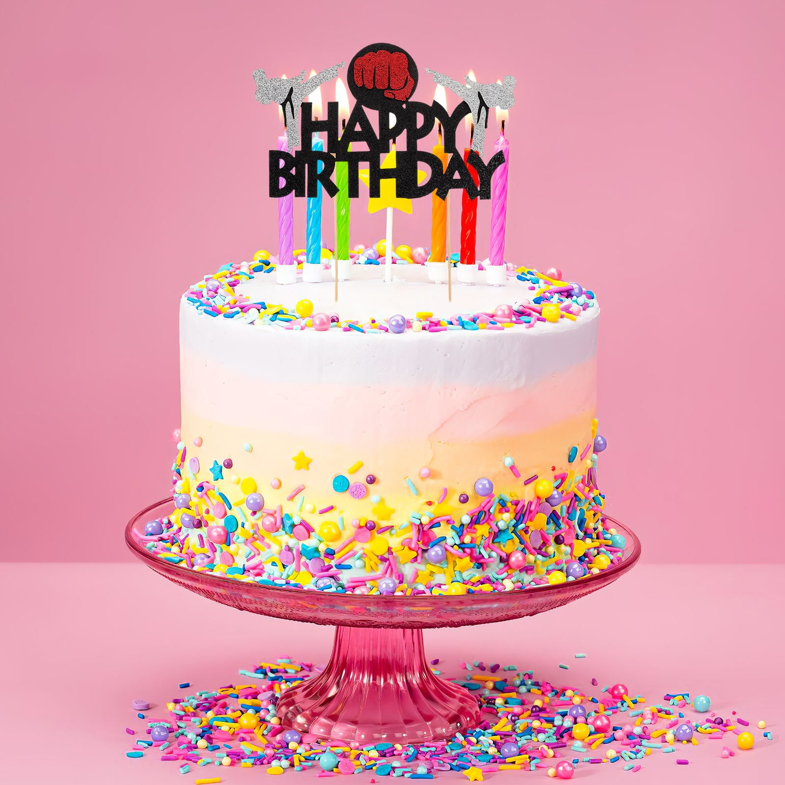 WHAMVOX Happy Birthday Cake Topper Karate Theme Cake Decorations ...
