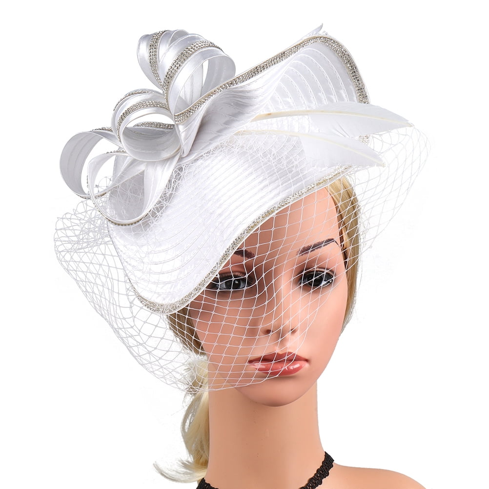 WHAMVOX Hat Tea Hats for Women Shiny Cocktail Parties Yarn Woman ...