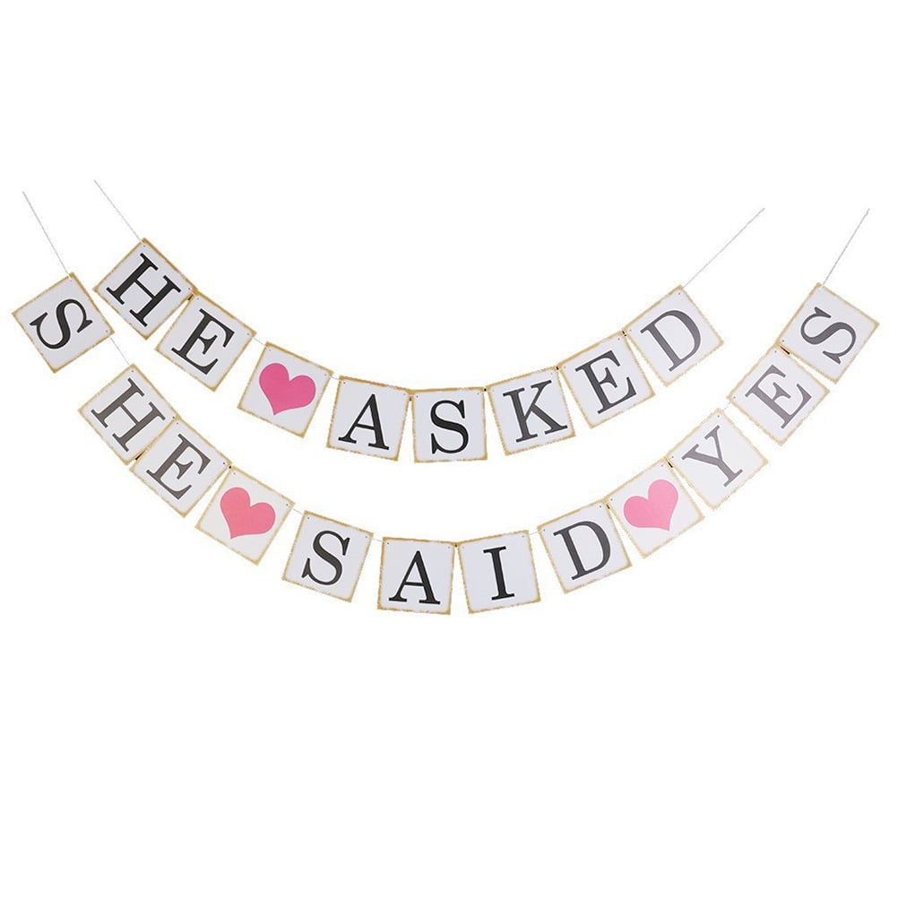 WHAMVOX He Asked She Said Yes Banner 1 Set 12x12cm 2.4m Rope Length ...
