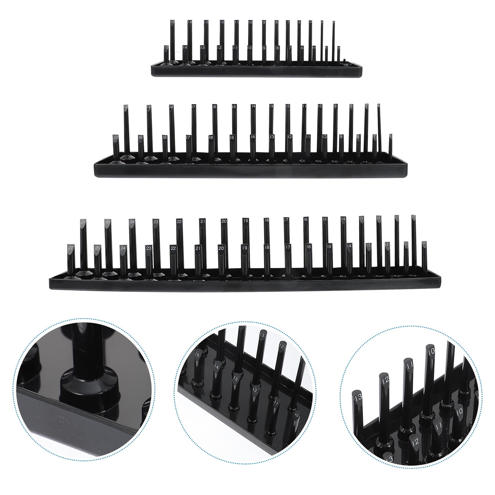 WHAMVOX Heavy Duty Socket Organizer Tray Black Plastic for SAE and ...