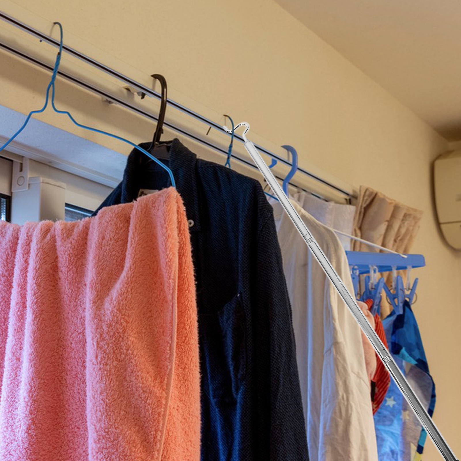 WHAMVOX Heavy Duty Stainless Steel Clothes Hanger Pole for Wardrobe ...