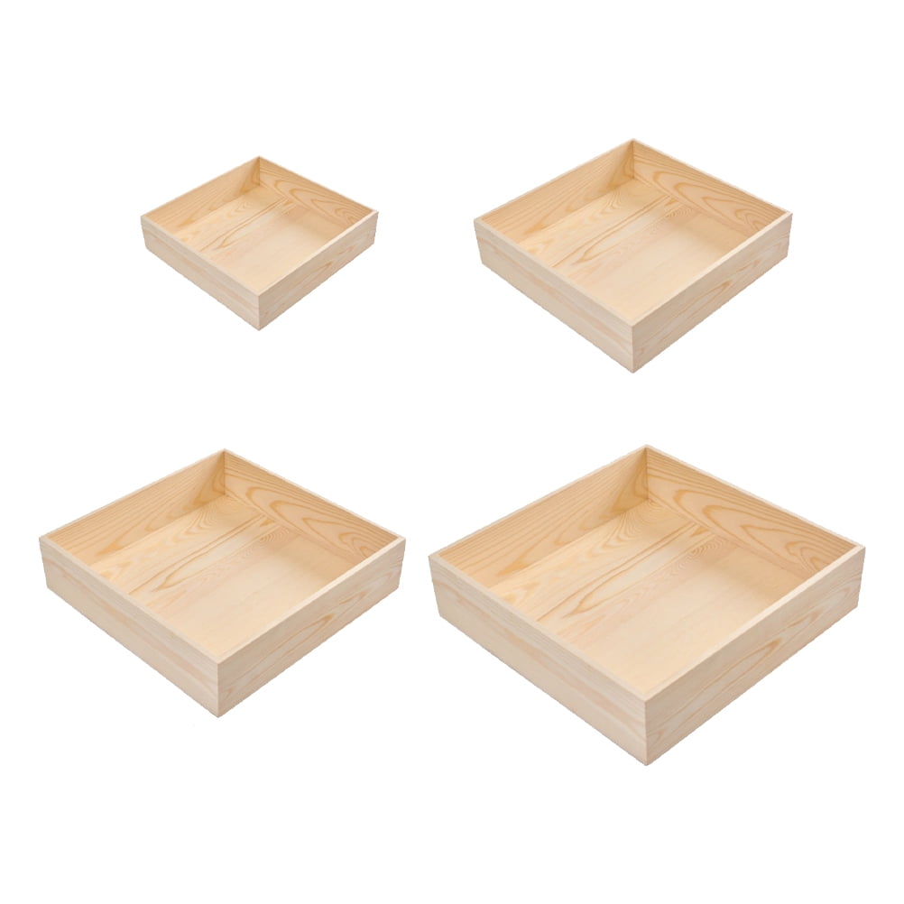 FESTFENDS Storage Cube Boxes Khaki Pine Wood 4Pcs 7.1x7.1in - Walmart.com