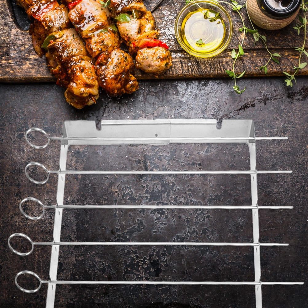 WHAMVOX Home Stainless Steel Skewers Barbecue Rack Kebab Roaster Silver ...