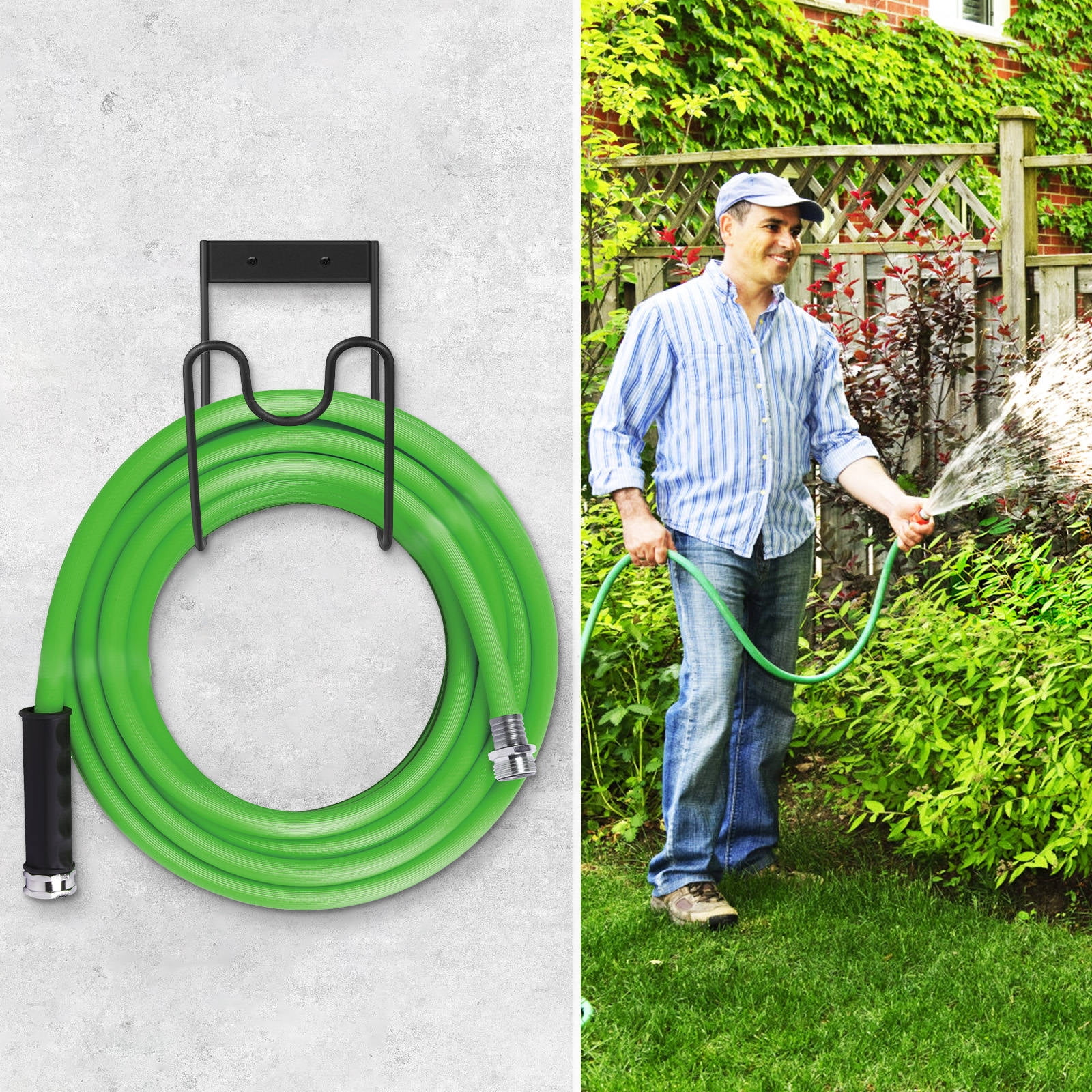 WHAMVOX Hose Hanger Heavy Duty Metal Hose Holder Wall Mount Garden Hose ...