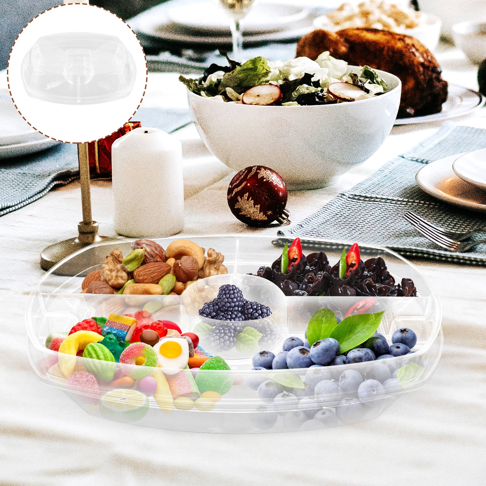 WHAMVOX Ice Chilled Party Trays Serving Parties Round Platter ...