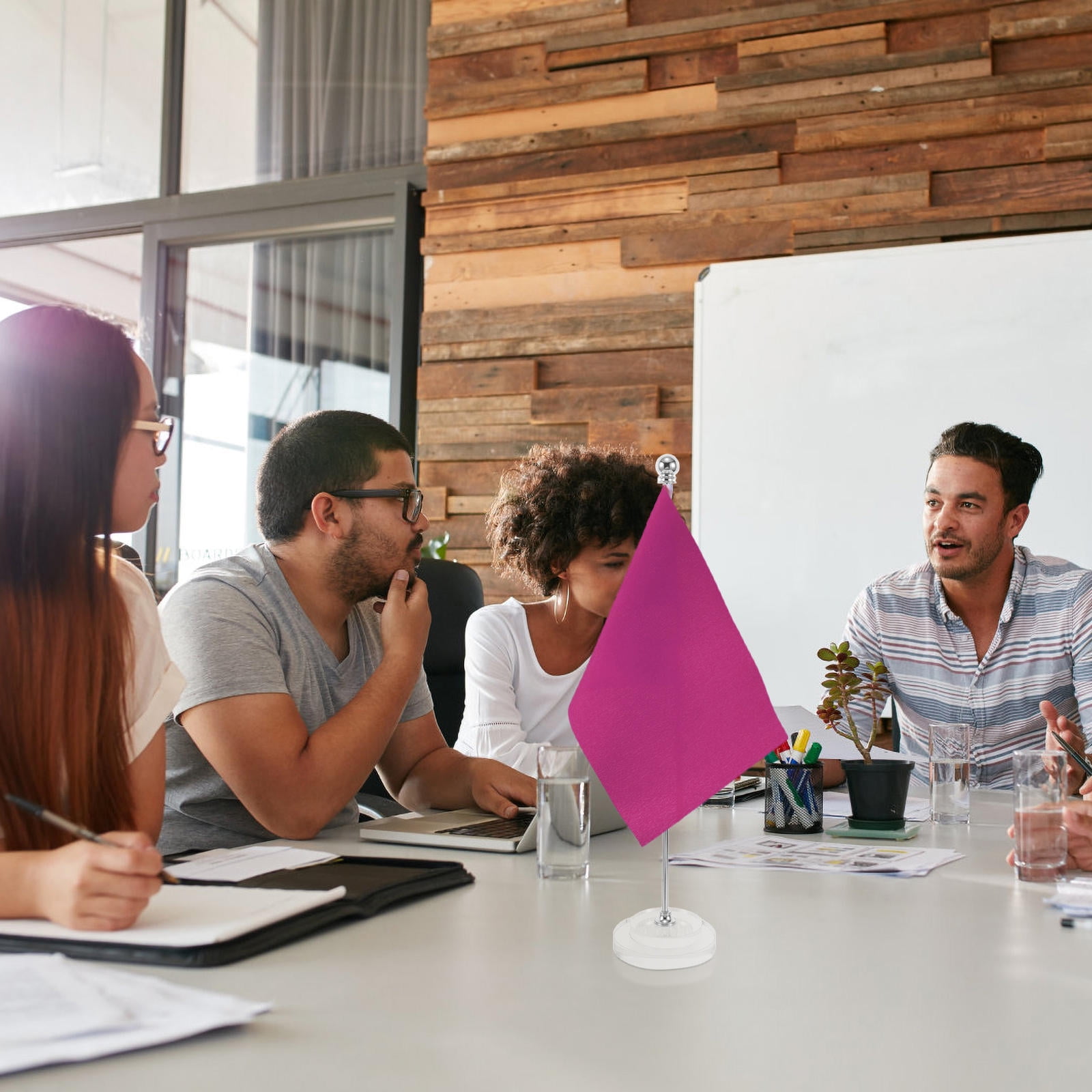 WHAMVOX Indoor Tabletop Flagpole Stand With Heavy Duty Metal Flag Pole ...