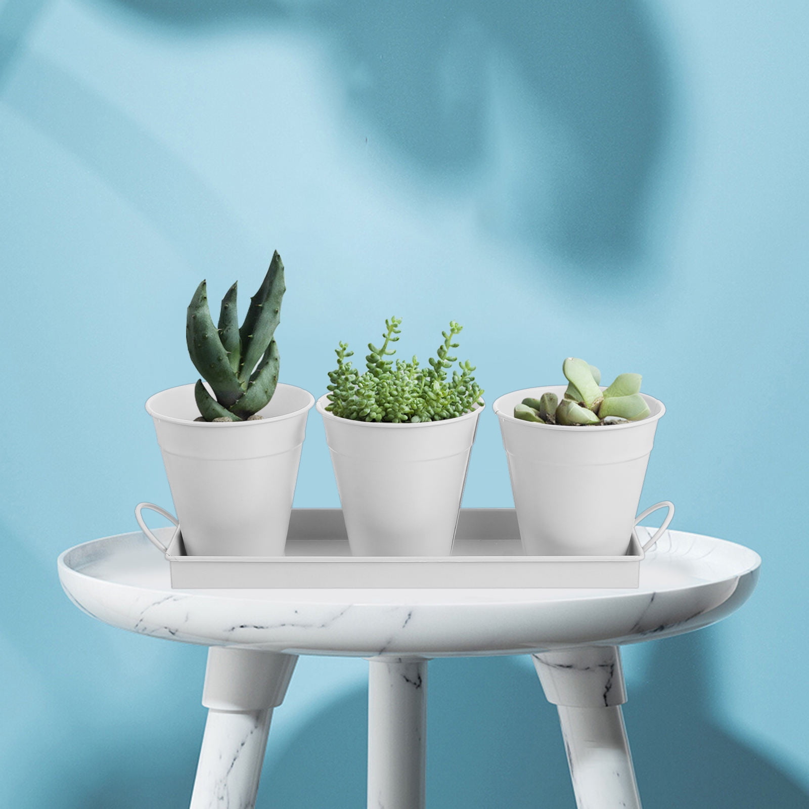 HEANUJJ Vintage Garden Style Iron Flower Pot Light Grey 3pc - Walmart.com