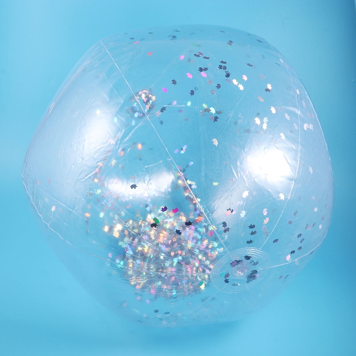 WHAMVOX Kids Beach Ball 60In Inflatable Pool Toy Sequin Transparent ...