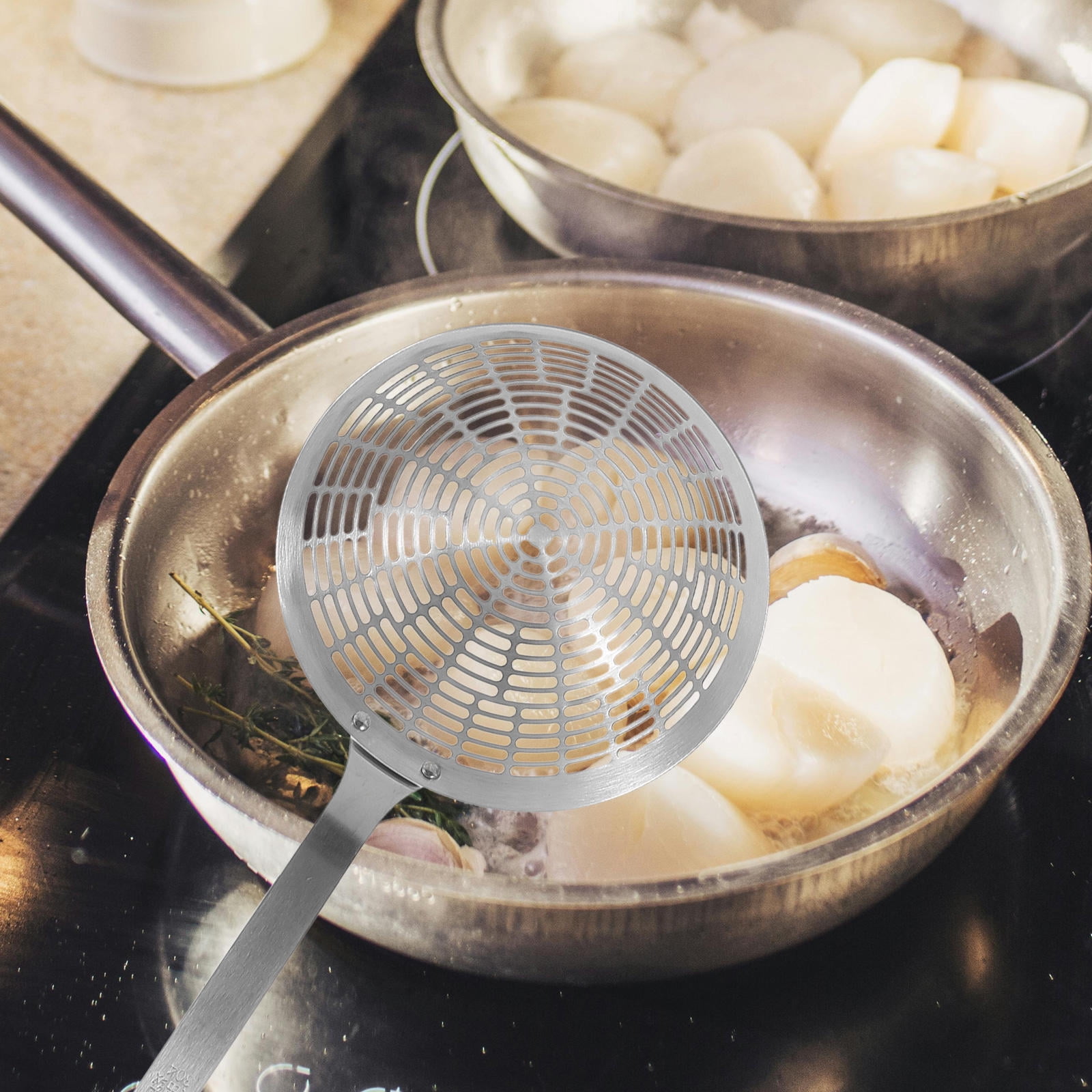 WHAMVOX Kitchen Ladle Strainer Large Slotted Spoon With Long Handle ...