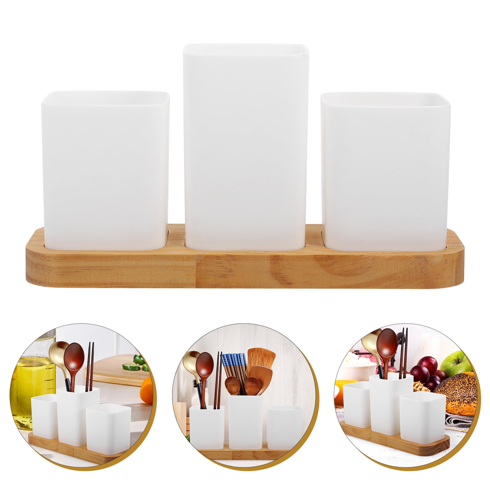 WHAMVOX Kitchen Spoon Container Portable Utensil Holder Cutlery Drainer ...