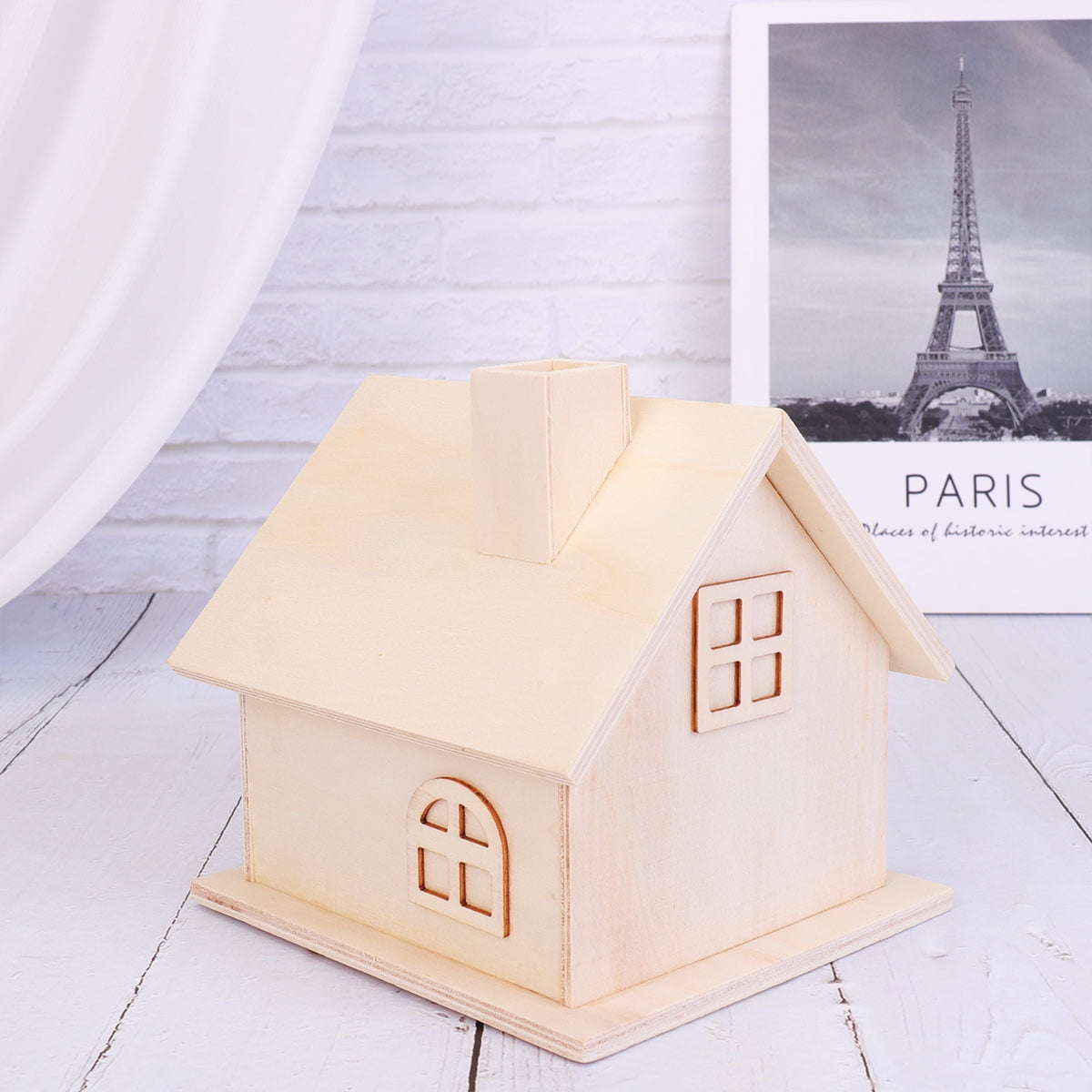 WHAMVOX LOVE Decorative Storage Box Wooden House Painting Container ...