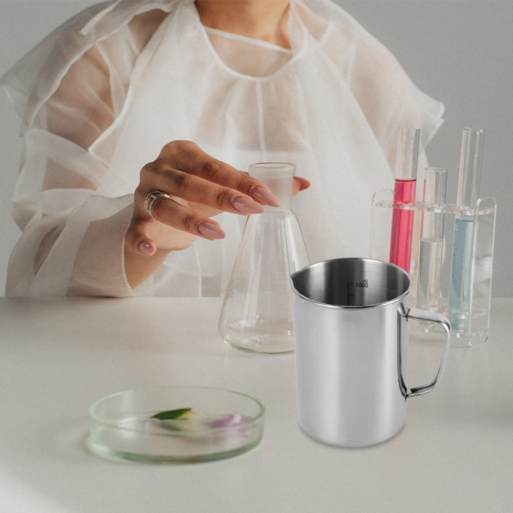 WHAMVOX Laboratory Beaker Steel Cup Measuring Cups with Lids Silver ...