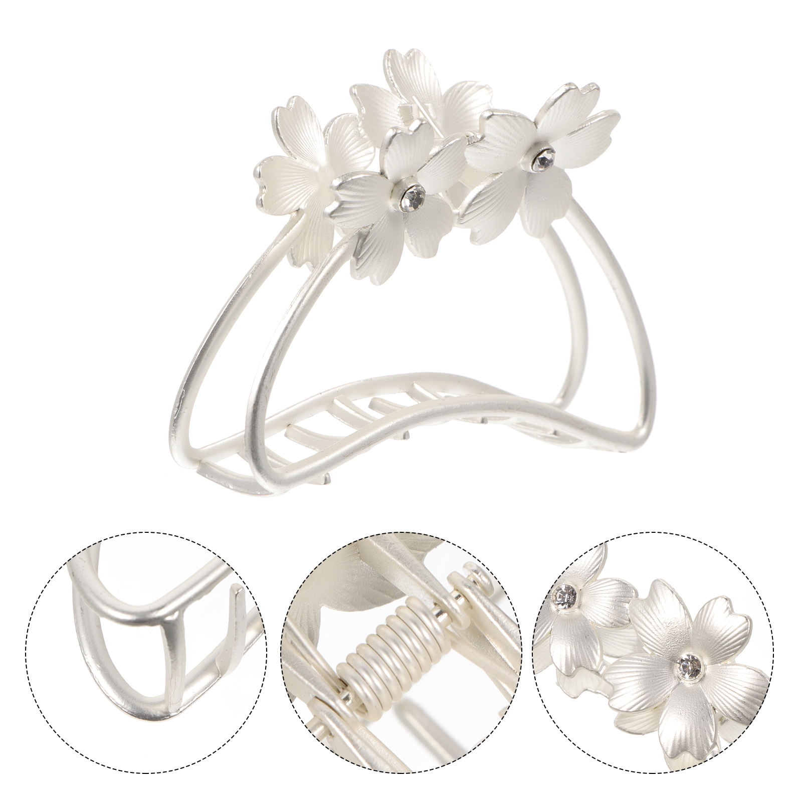 COMPUKAS Large Silver Metal Hair Clips for Women with Interlocking ...