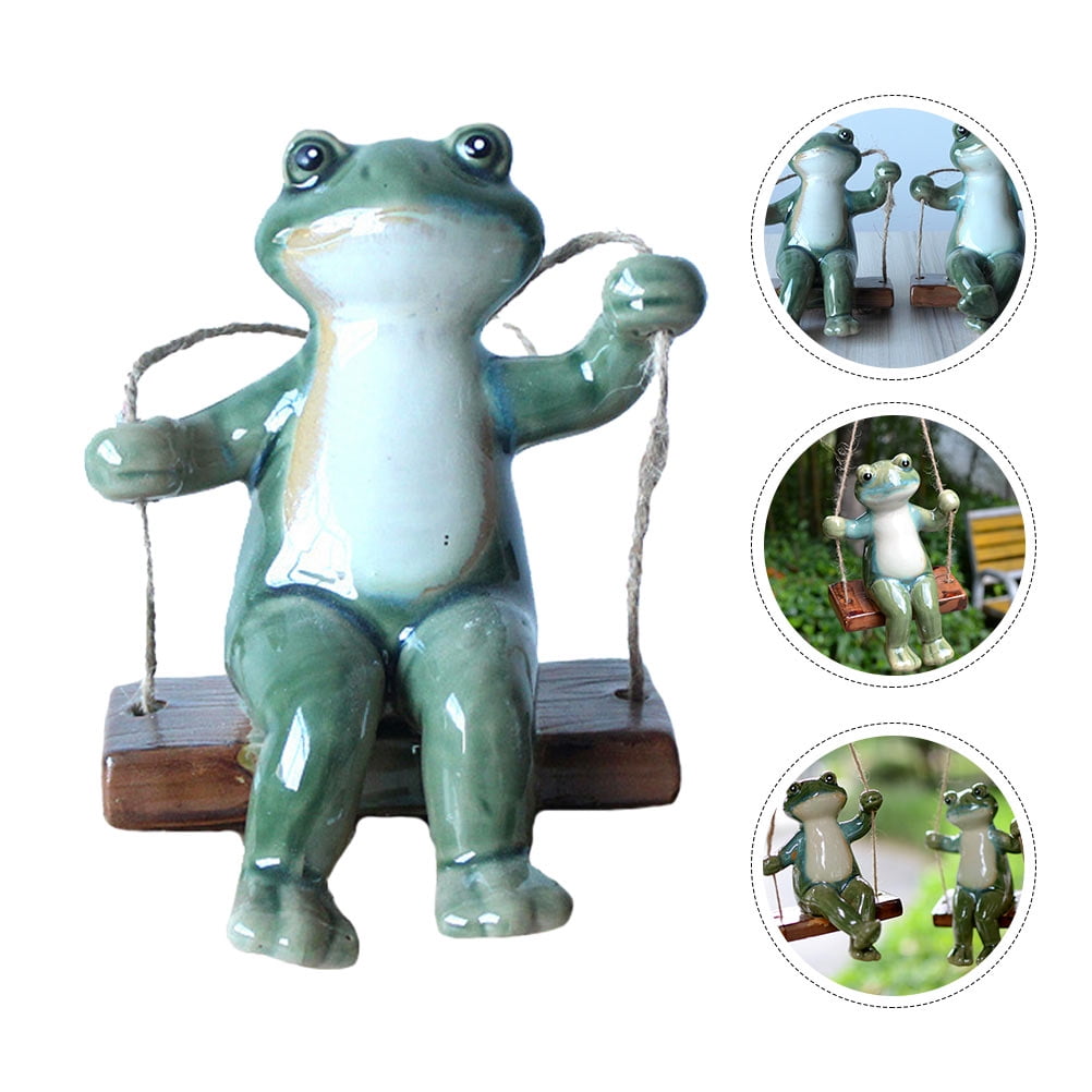 WHAMVOX Lawn Birthday Frog Crafts on Swing Rustic Decor Swinging Frogs ...