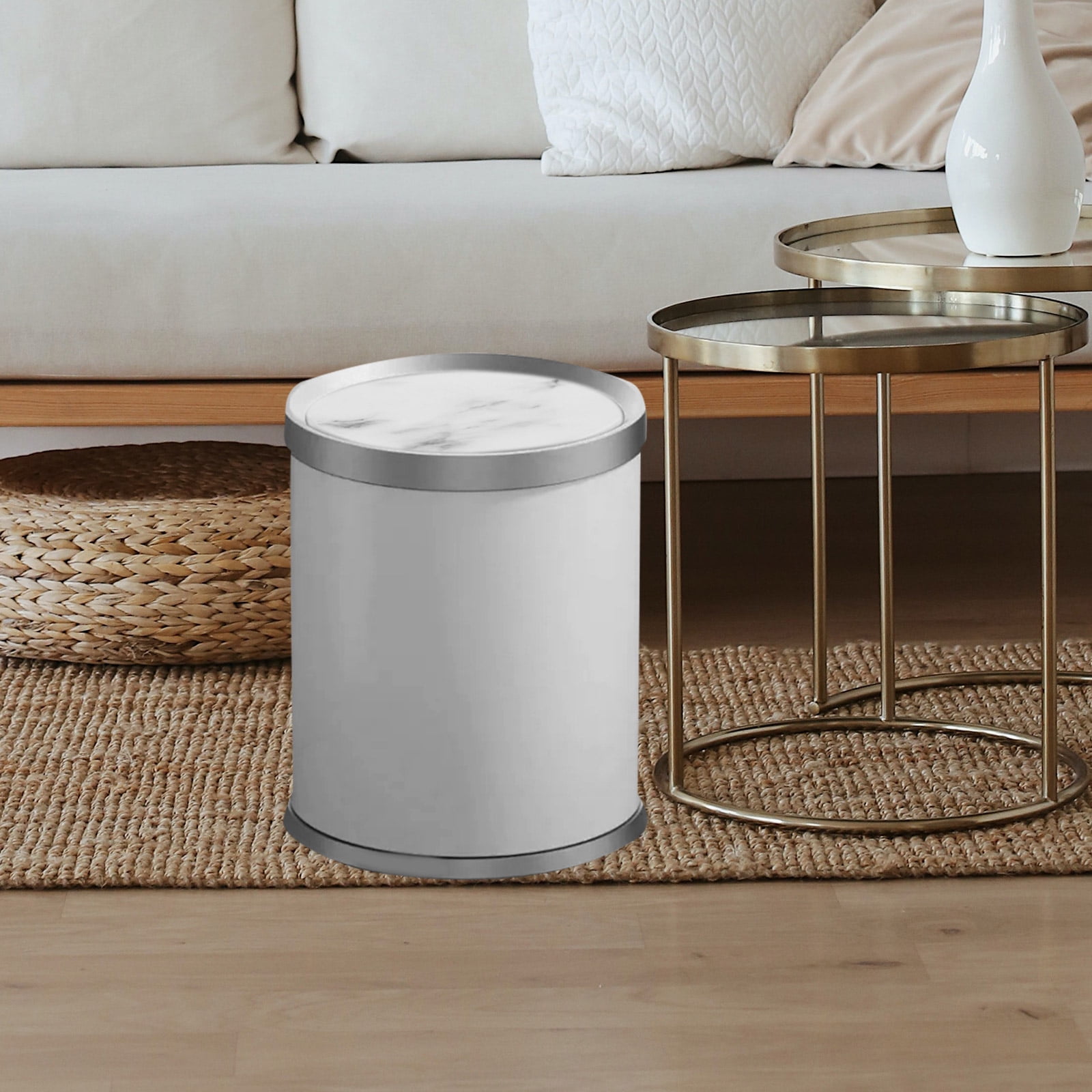 WHAMVOX Marble Trash Can Cover Waste Bin Wastebasket Cover Step Trash ...