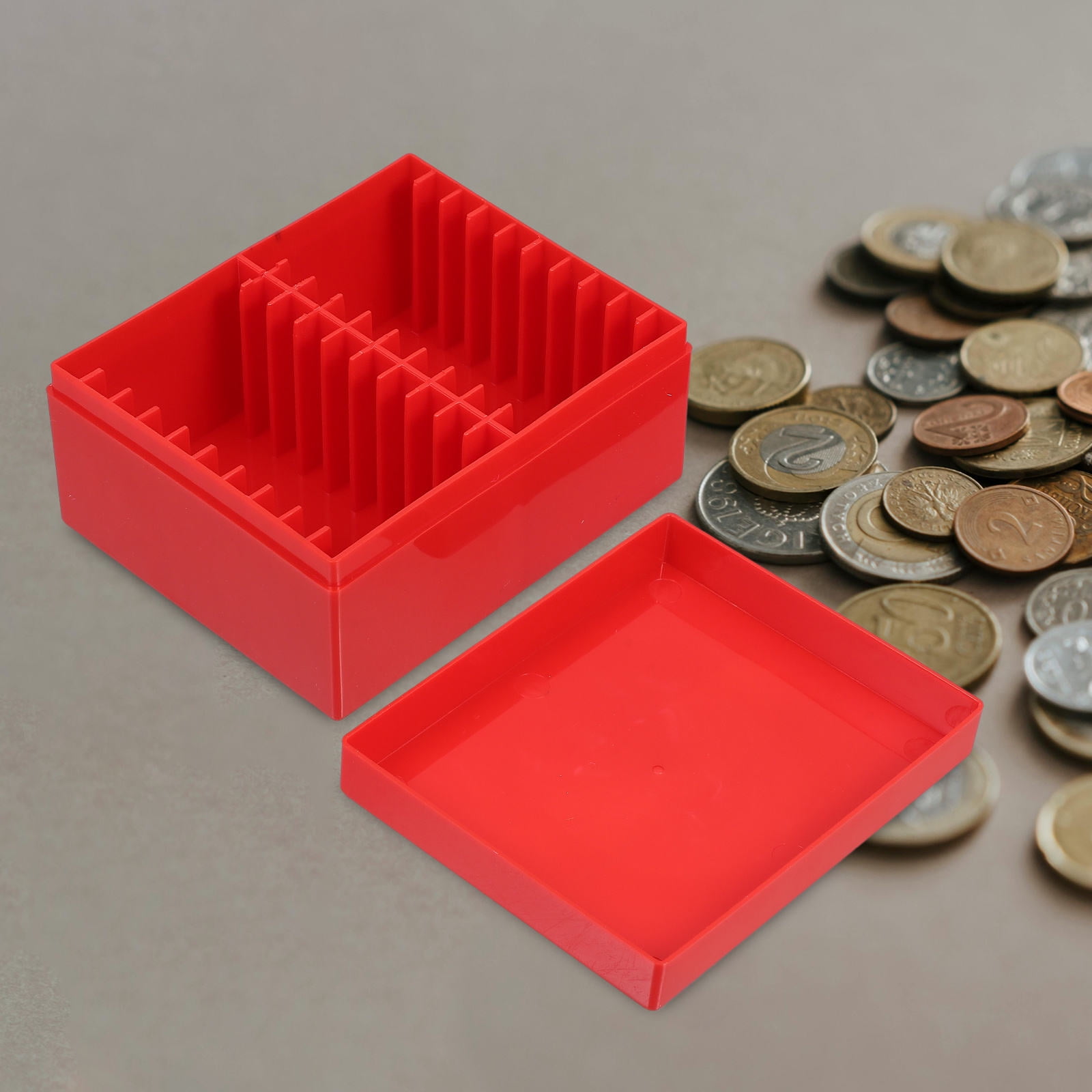 WHAMVOX Masteelf Plastic Coin Case Set Coin Storage Box Display Stand ...