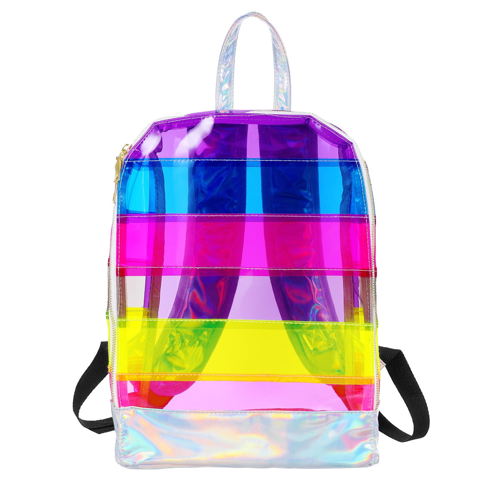 WHAMVOX Masteelf Purple Shiny Backpack Transparent Stripe Satchel ...
