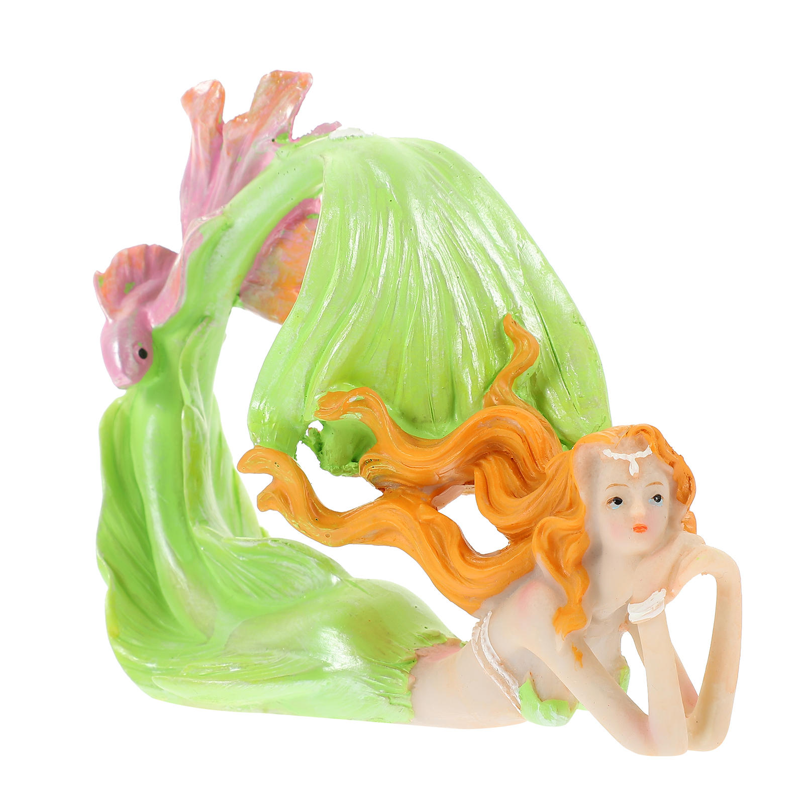 COMPUKAS Green Mermaid Statue Decor for Fish Tank Made of Resin for ...
