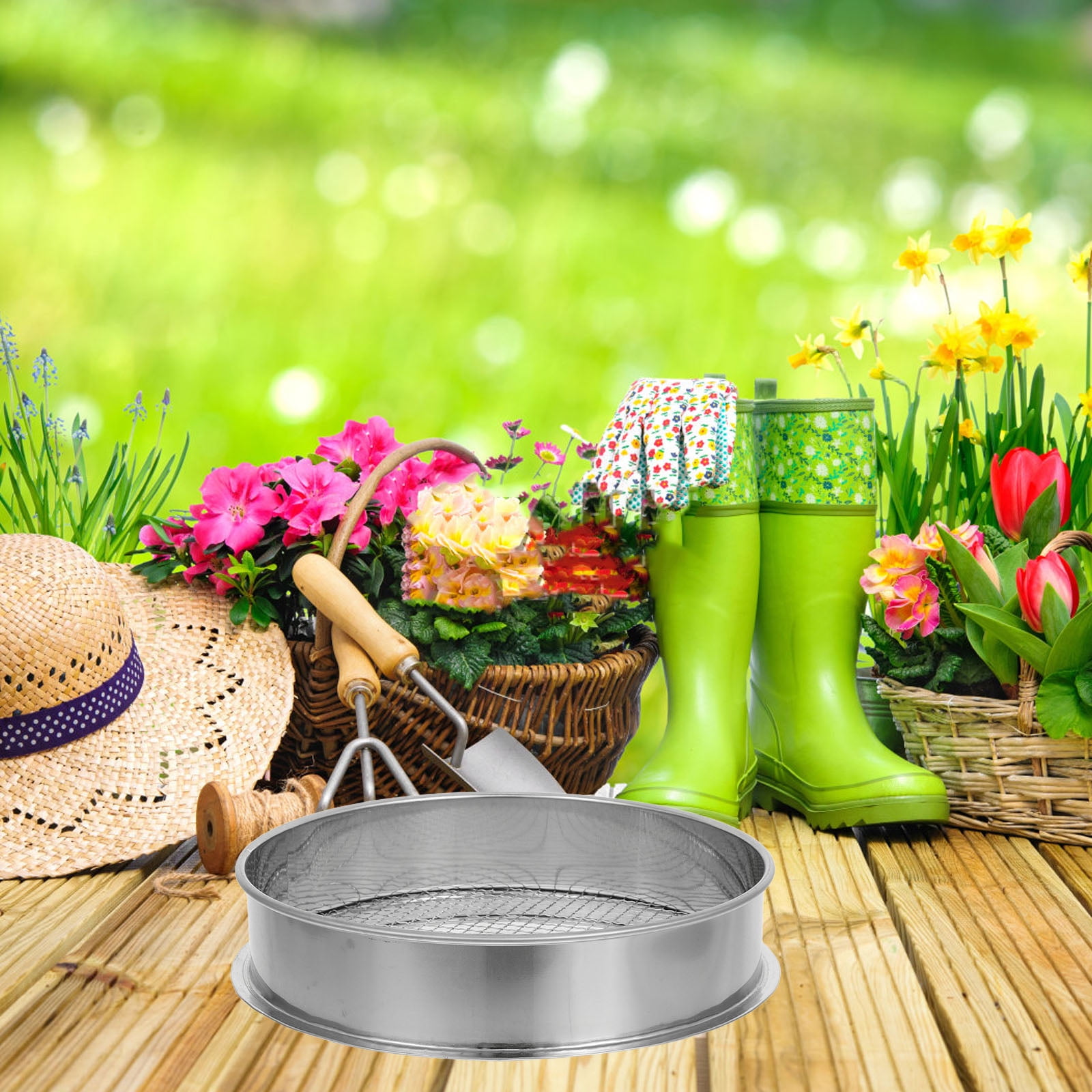 WHAMVOX Mesh Soil Sifter Stainless Steel Mesh Screen Dirt Sifter 6mm ...