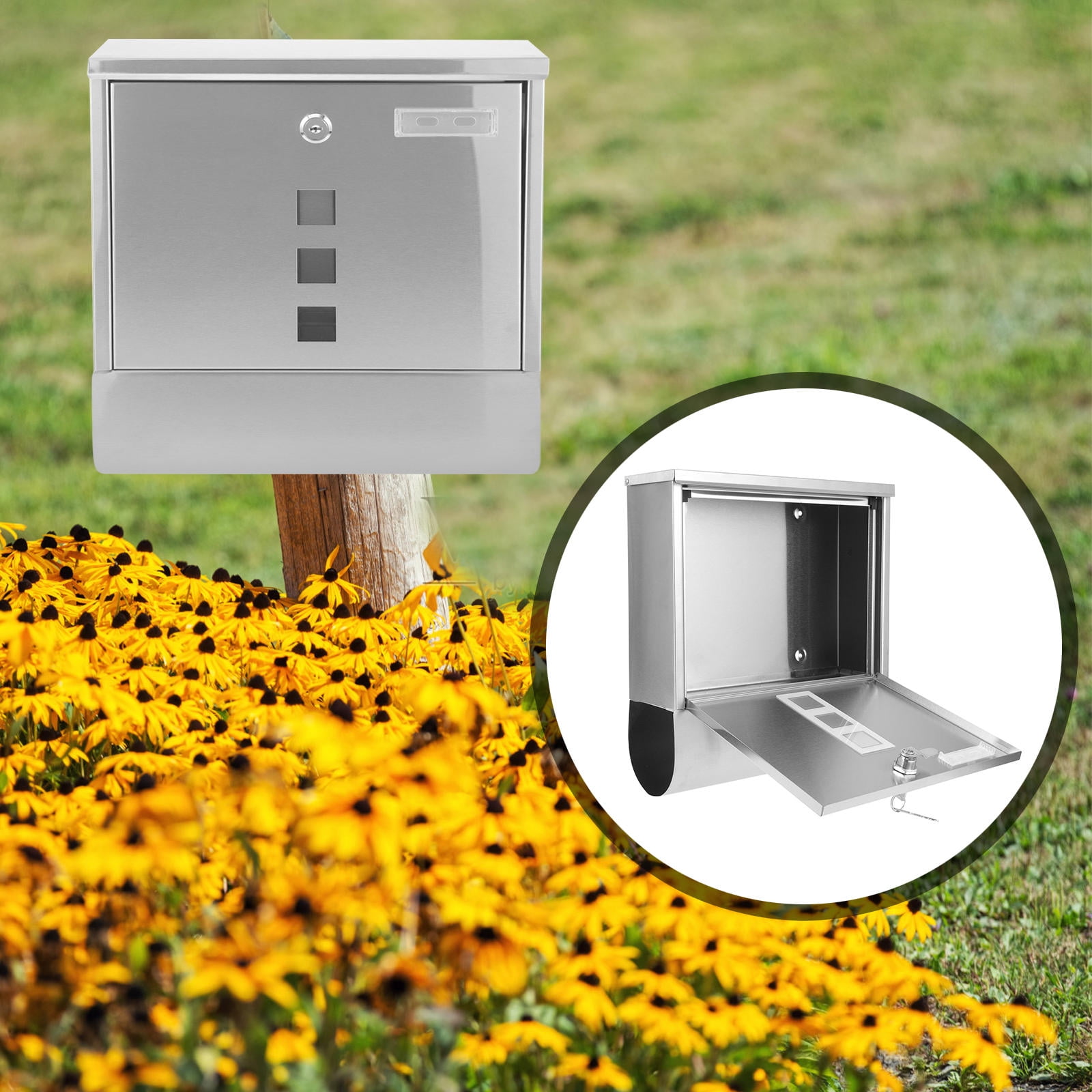 ETHZZLE Mounted Mailbox Stainless Steel 1Pack 12.58X11.79X3.34in ...