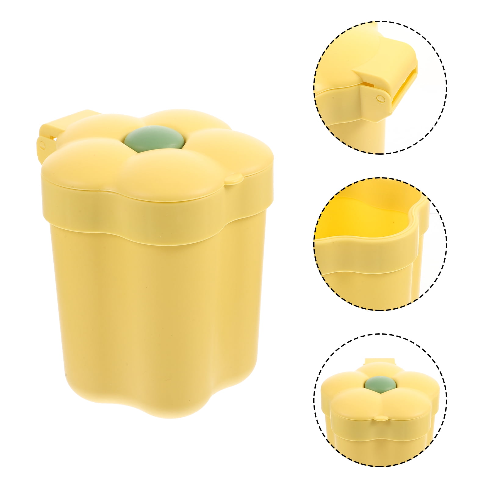 WHAMVOX Mini Desk Garbage Pail Small Yellow Can Trash Bin Bins Car ...