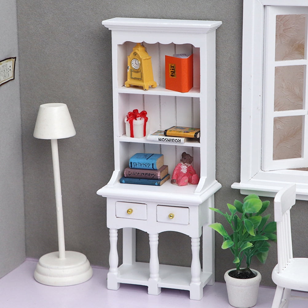 WHAMVOX Mini Dollhouse Bookshelf Doll House Cabinet Kids Dollhouse ...