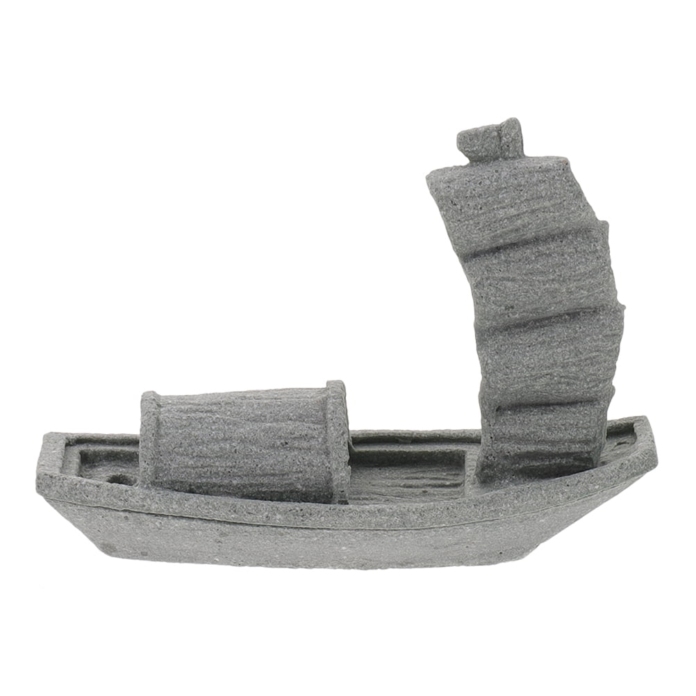 WHAMVOX Miniature Stone Boat Aquarium Decoration Miniature Fish Tank ...