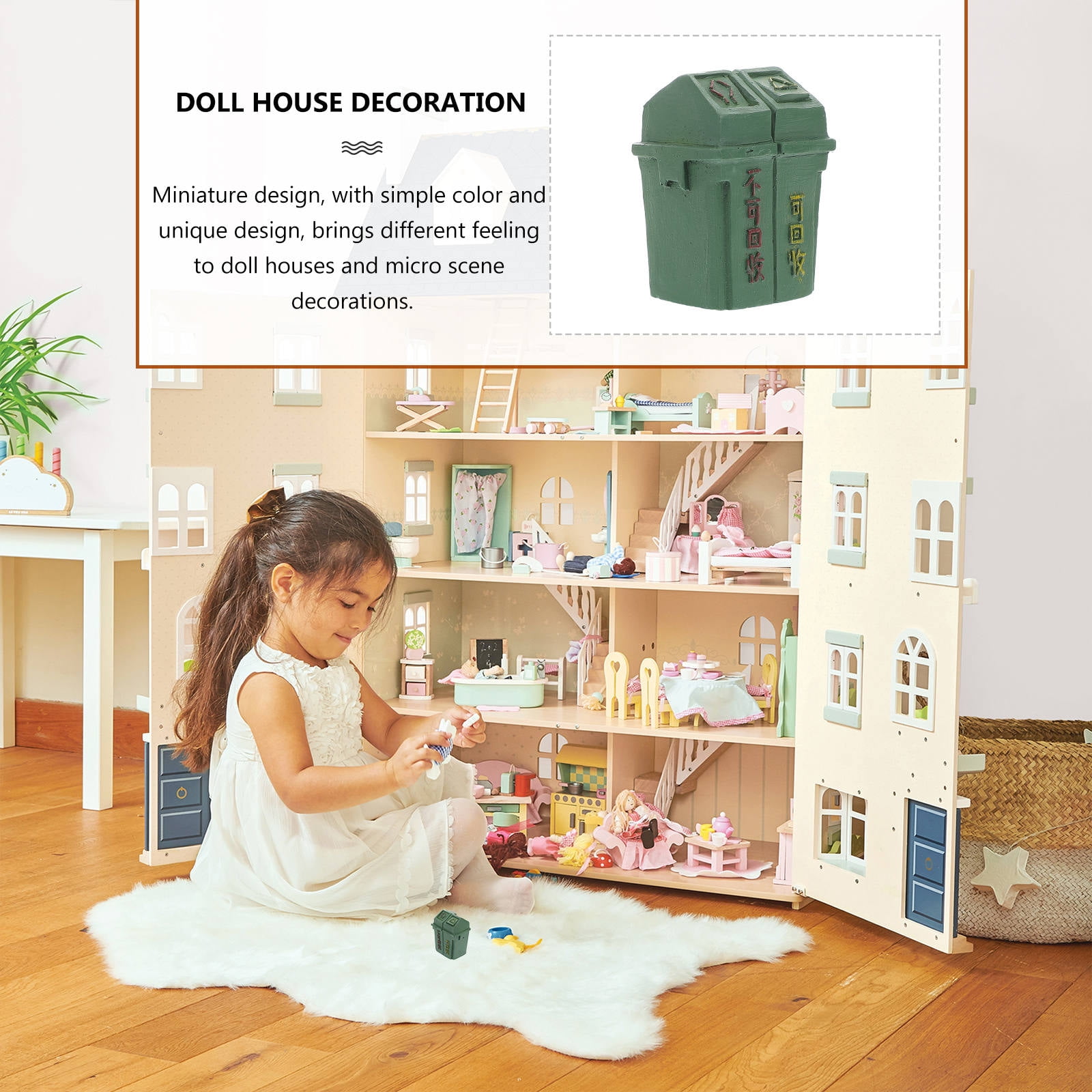 WHAMVOX Miniature Trash Bin 1:64 Scale Tiny Recycling Bin Detailed Mini ...