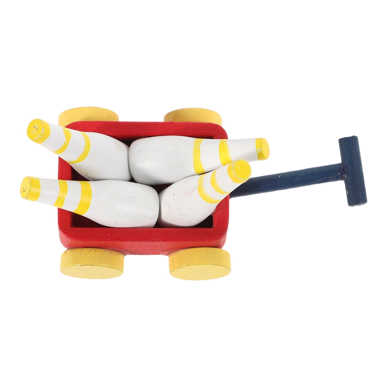 WHAMVOX Miniature Wooden Bowling Cart For Dollhouse Portable Mini ...