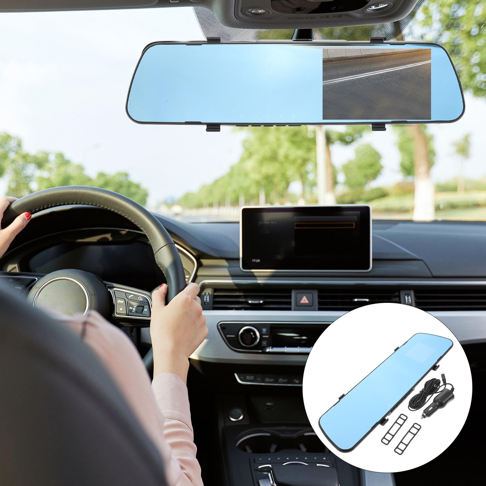 WHAMVOX Mirror Dash Cam 2.4in Digital Rear View Mirror Single Lens ...