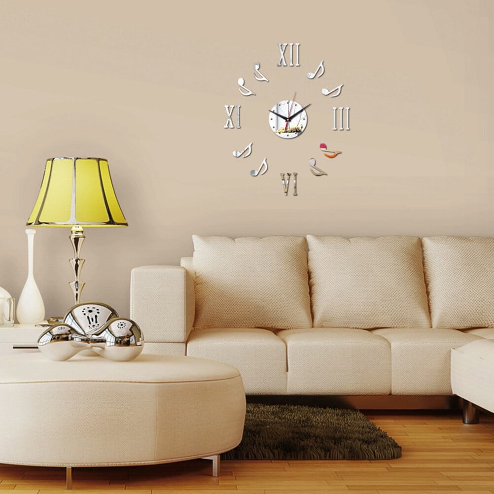 WHAMVOX Modern Roman Numerals Wall Clock Acrylic Black Kitchen Decor ...