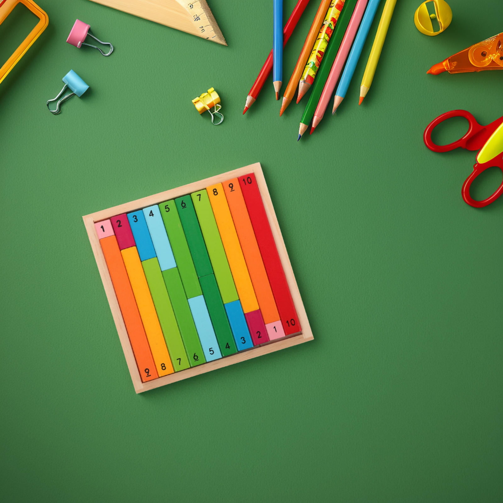 WHAMVOX Montessori Educational Counting Learning Rods Colorful Wooden ...