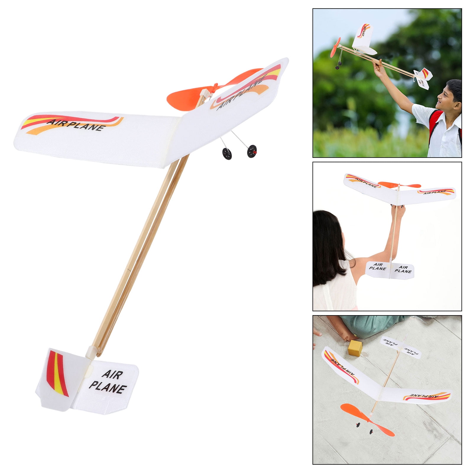 WHAMVOX Multi Color Rubber Band Powered Airplane Model for Kids Playing ...