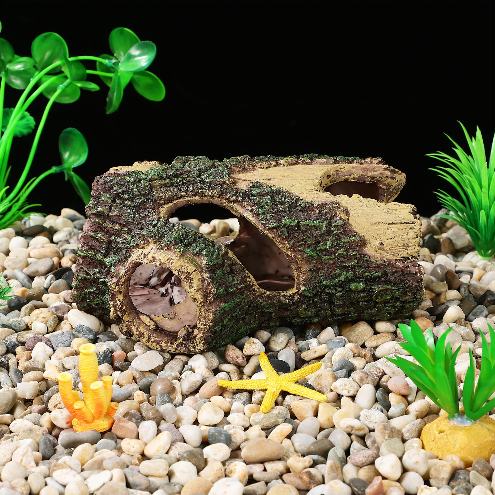 WHAMVOX Multi Resin Fish Tank Tree Hole Shelter for Realistic Aquarium ...