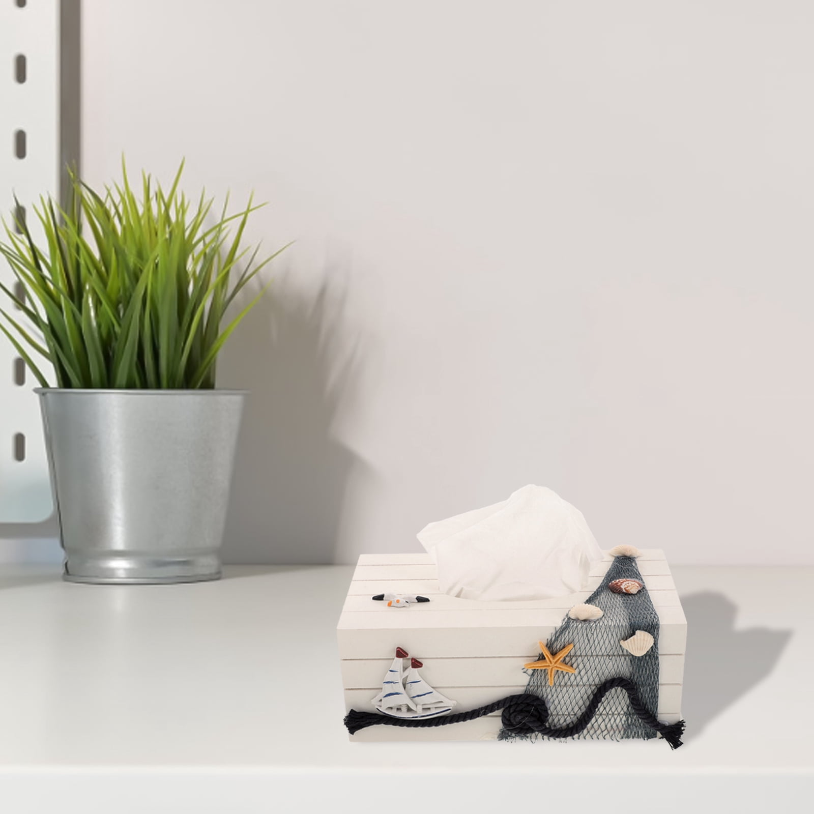 WHAMVOX Nautical Toilet Paper Holder Nautical Tissue Box Cover Print ...