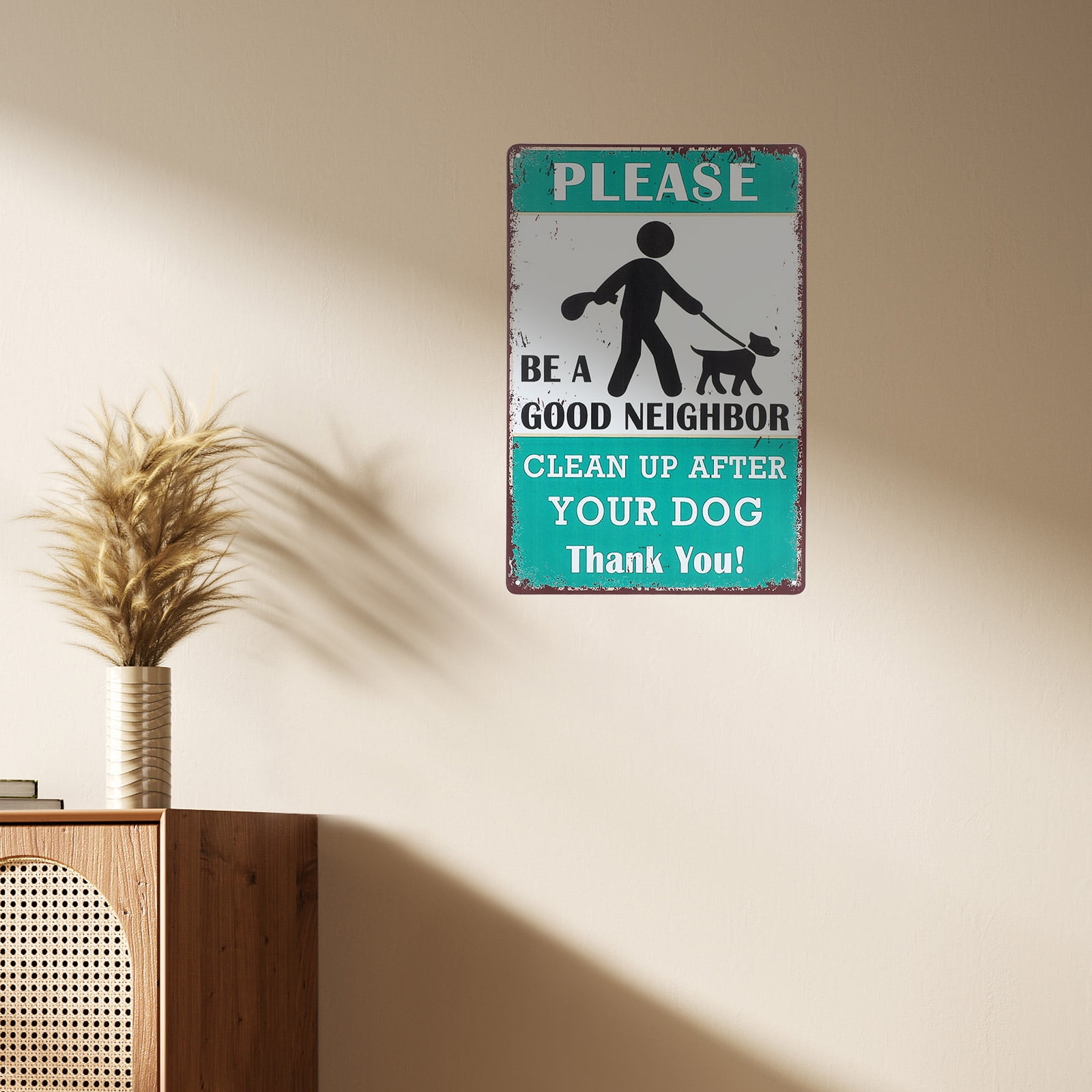 WHAMVOX No Pooping Dogs Sign Clean Up Puppy Poop Sign Dogs Metal Wall ...