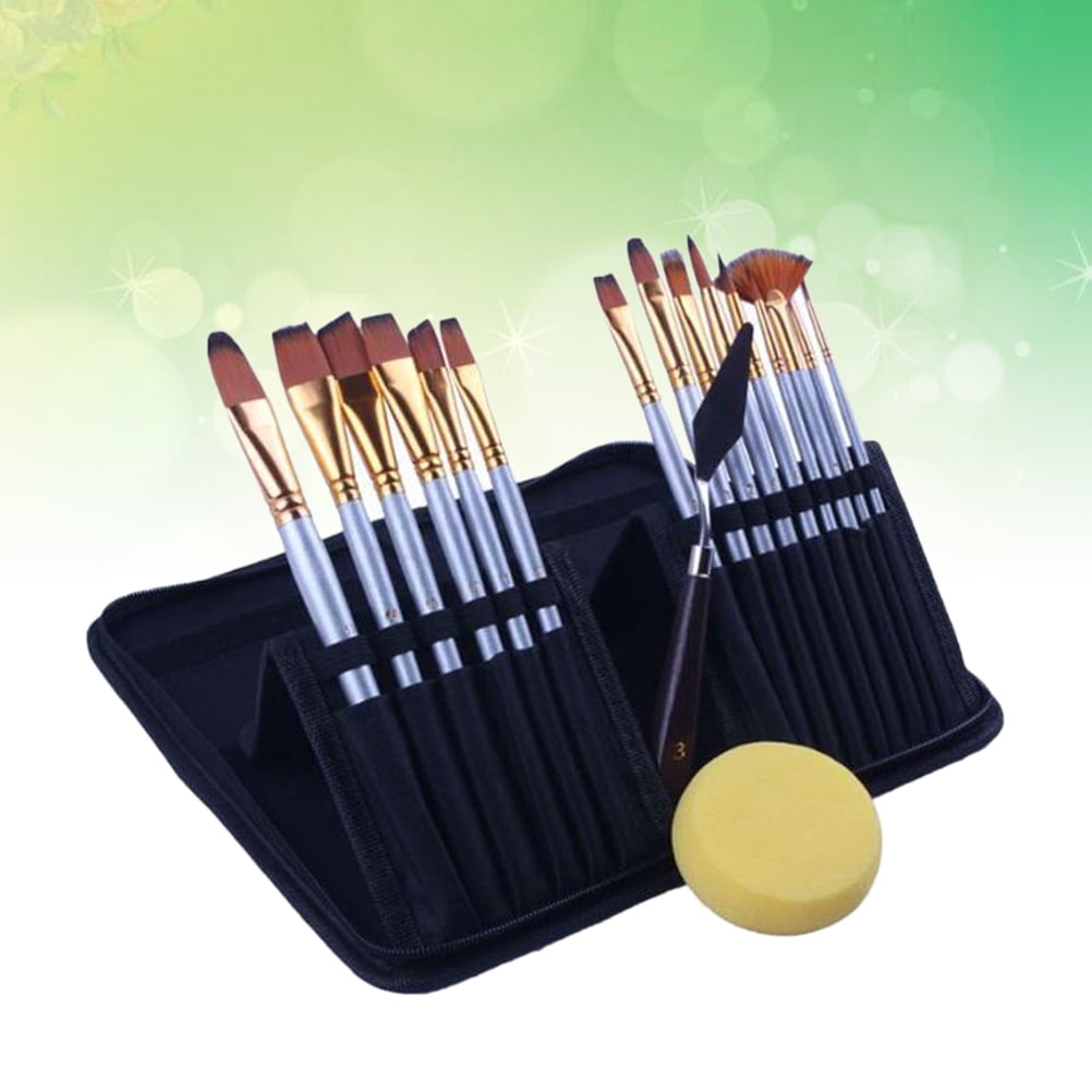 WHAMVOX Nylon Paintbrush Set with 17 Pieces Including Knives Sponges ...