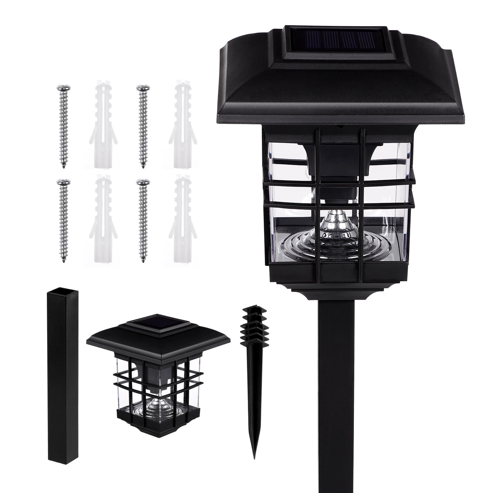 WHAMVOX OSALADI Outdoor Solar Column Headlight Decorative LED Wall Lamp ...