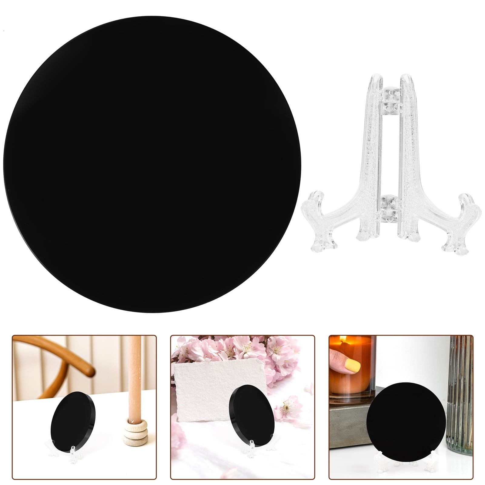 WHAMVOX Obsidian Stone Mirror Circle Mirror Scrying Mirror With Stand ...