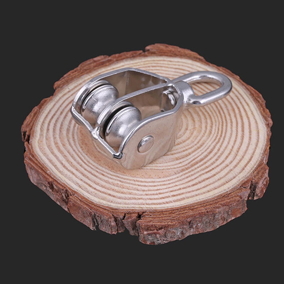 WHAMVOX One Pair of Stainless Steel Dual Wheel Swivels Pulleys Block ...