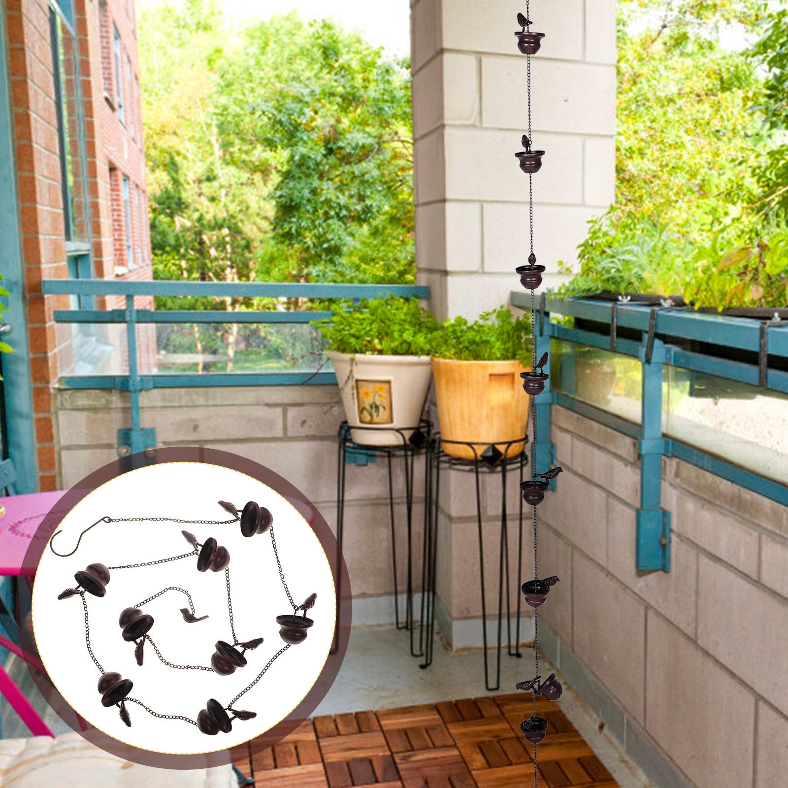 WHAMVOX Outdoor Rain Chain Hanging Rain Chain Rain Loop Chain Yard ...
