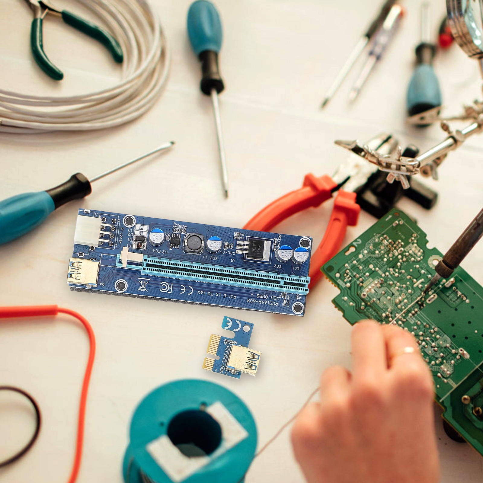 WHAMVOX PCIE Riser 1X to 16X Graphics Extension Powered Riser Adapter ...