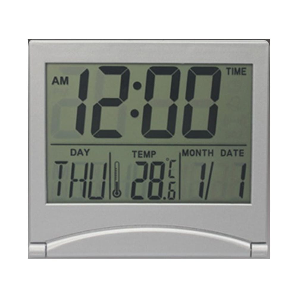WHAMVOX Perpetual Calendar Alarm Clock Mirror Digital Wall Small Silver ...